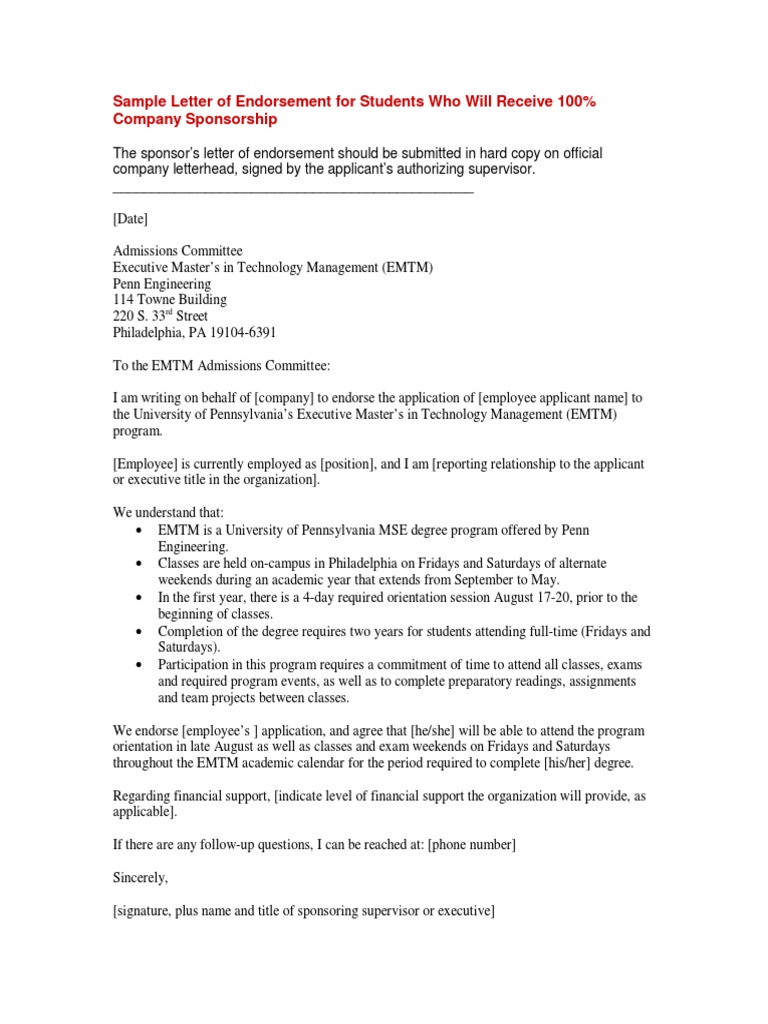 Letter of Endorsement For Students | PDF