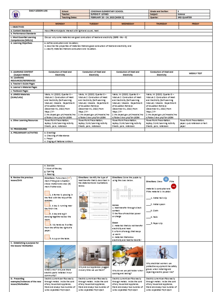 DLL - G5 - Sci - Q3 - W2-Sir Elpi | PDF | Electrical Resistivity And Conductivity | Electrical ...