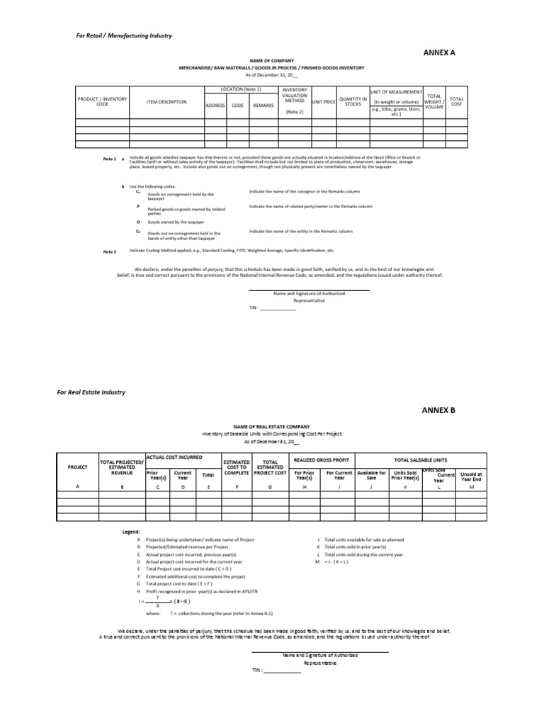 RMC No 8-2023 Annex A-C | Download Free PDF | Value Added Tax | Inventory