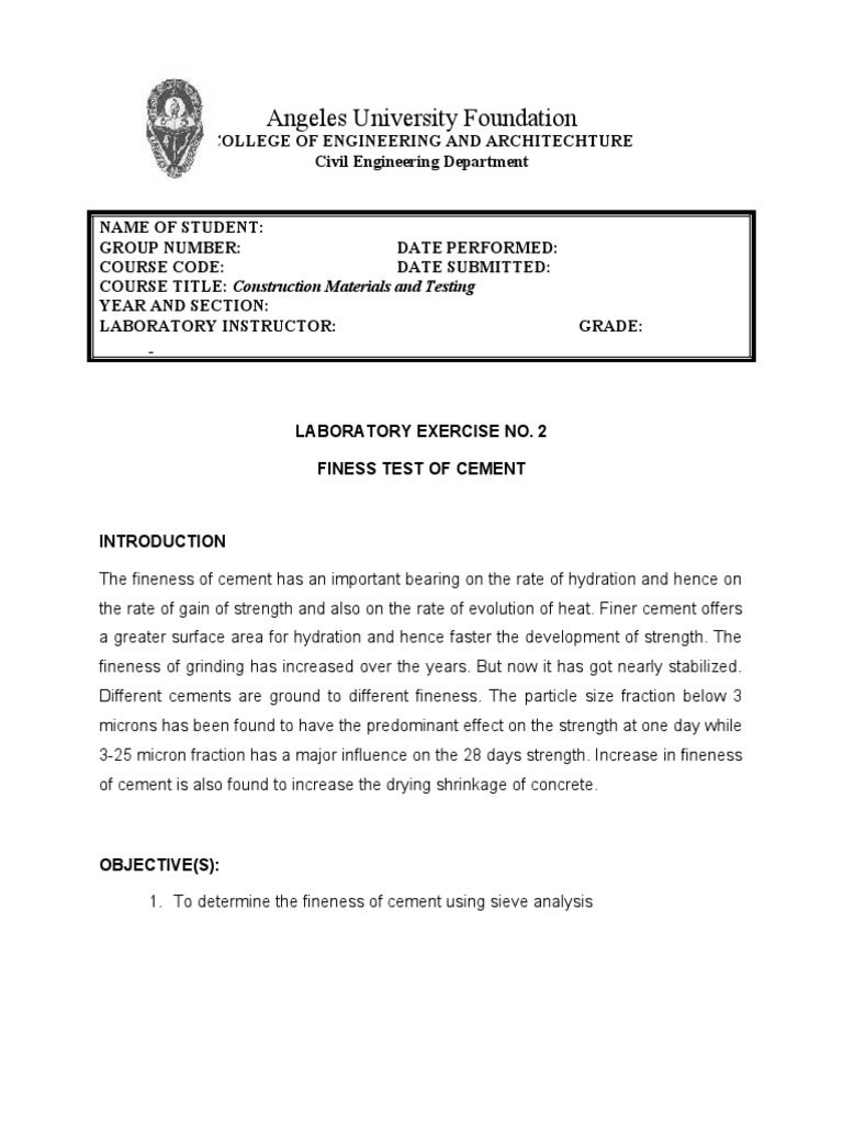 Cement Fineness Test Guide | PDF