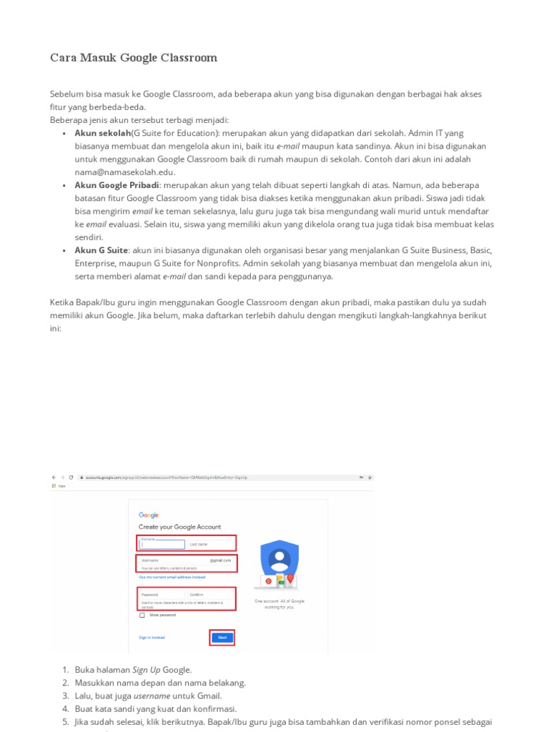Cara Masuk Google Classroom | PDF