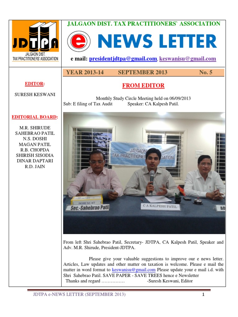 E Newsletter September 2013 | PDF | Expense | Taxes