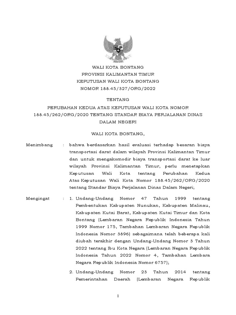 SK Nomor 327 Tahun 2022 - SPPD | PDF