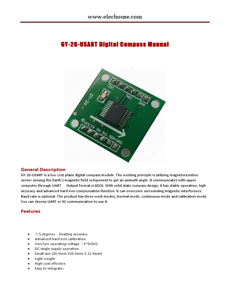 Gy-26 Manual | PDF | Compass | Electromagnetism