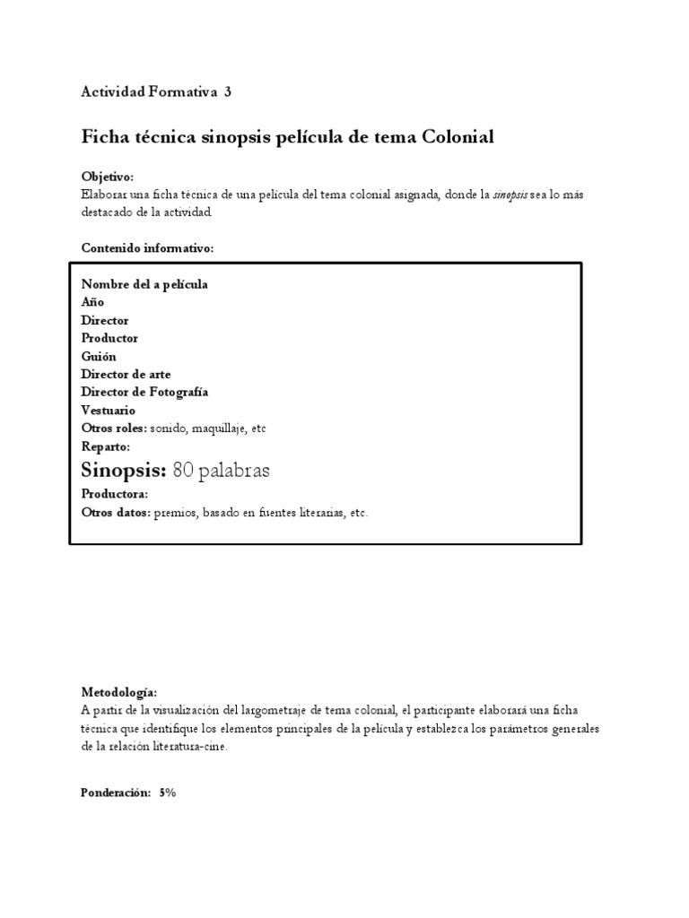 Actividad Formativa 3 Pelicula | PDF