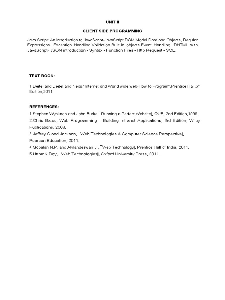 Ip Unit2 Notes | PDF | Document Object Model | Regular Expression