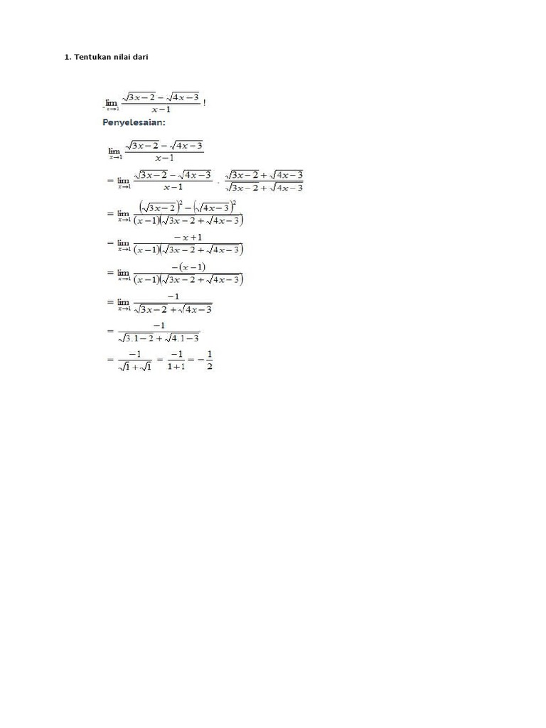 Soal Limit Fungsi Dan Turunan Fungsi 2022 | PDF