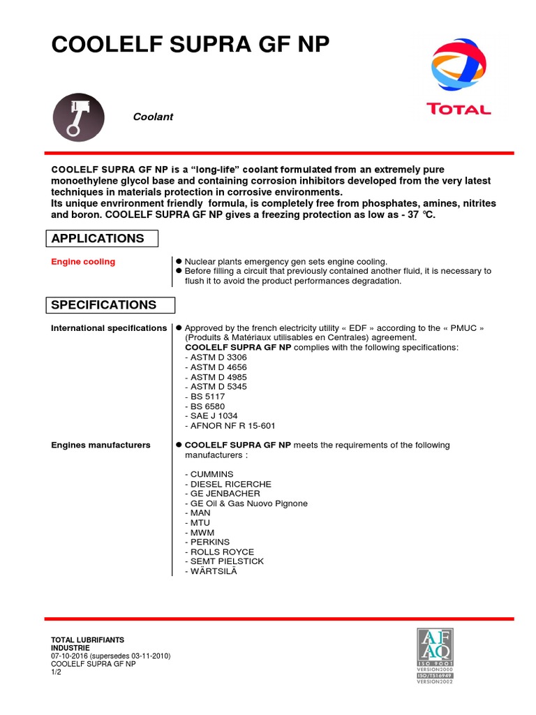 TDS Total Coolelf-Supra-Gf-Np Ela 201610 en | PDF