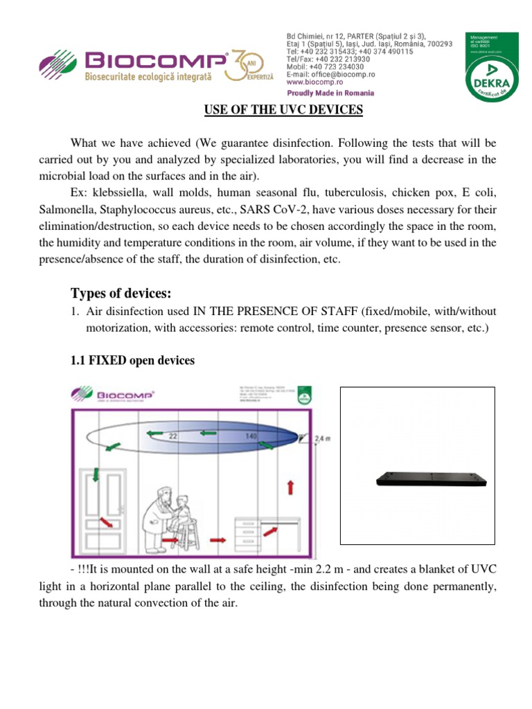 USE OF THE DEVICES - Presentation | PDF | Ultraviolet | Disinfectant