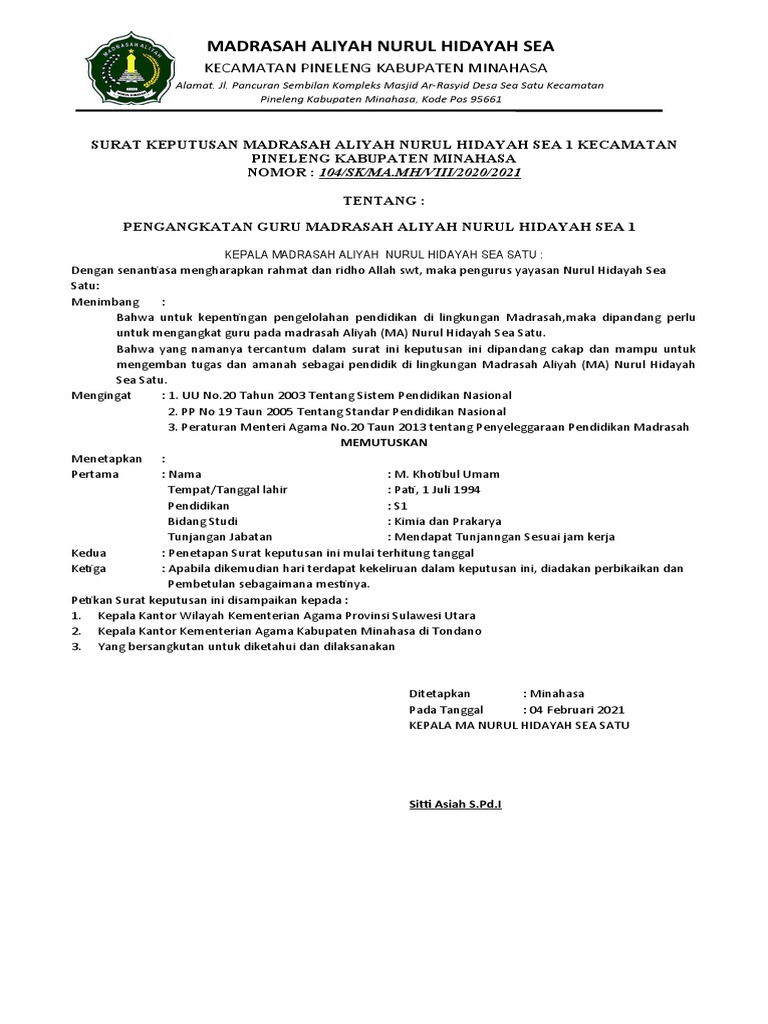 SK GURU MA NURUL HIDAYAH | PDF