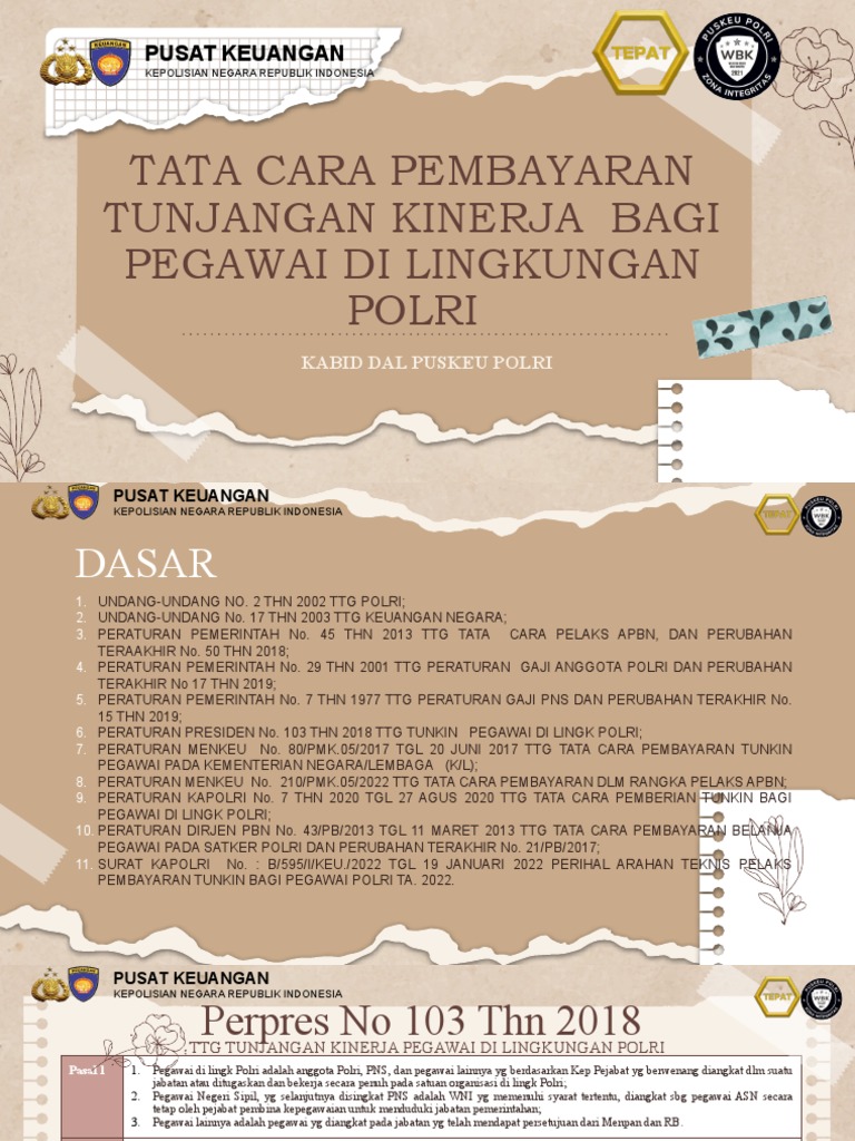 KABIDDAL PUSKEU - TATACARA PEMBAYARAN TUNKIN POLRI | PDF