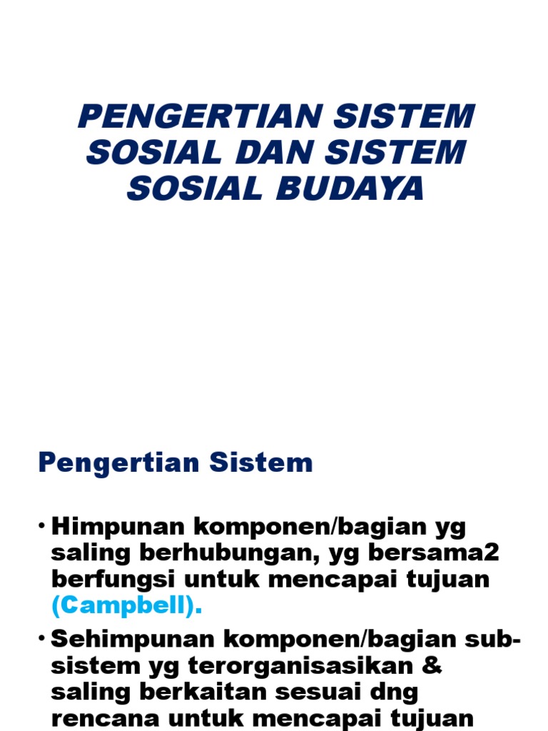 I. Pengertian Sistem Sosial Dan Sistem Sosial Budaya | PDF | Ilmu ...