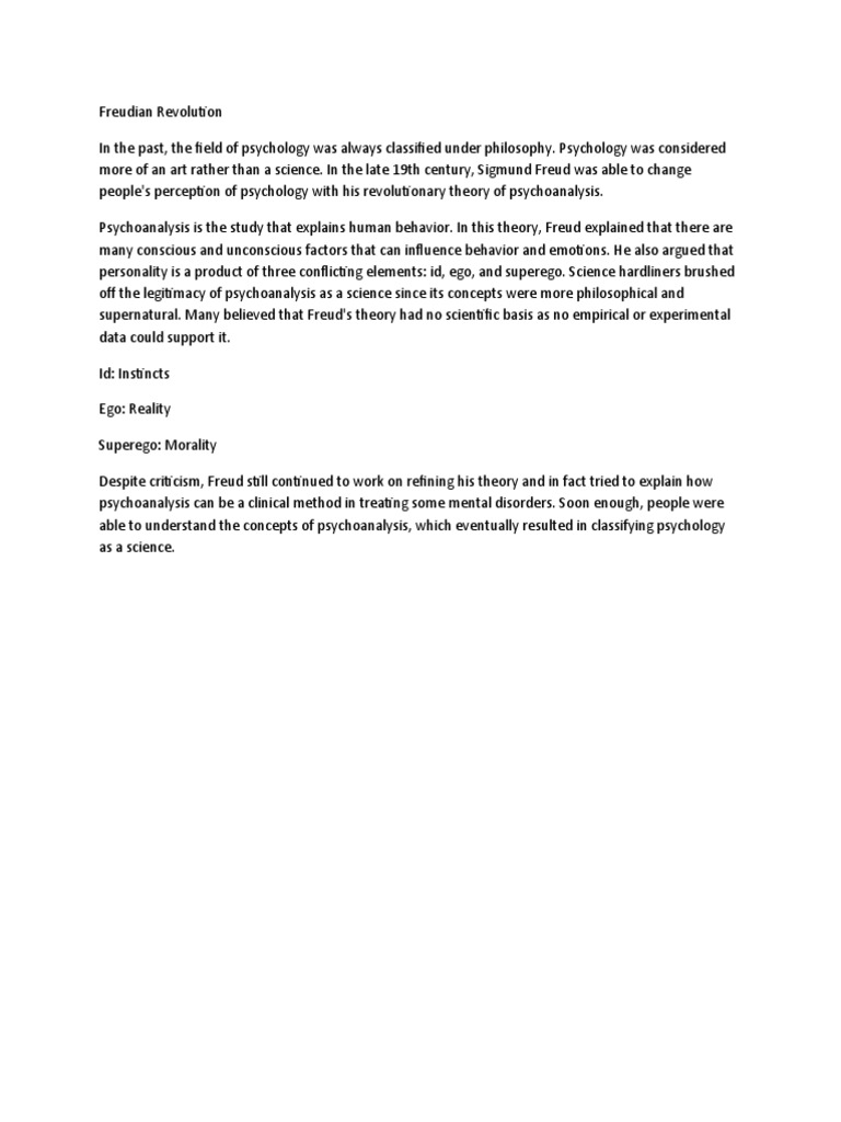 Freudian Revolution in Psychology | PDF