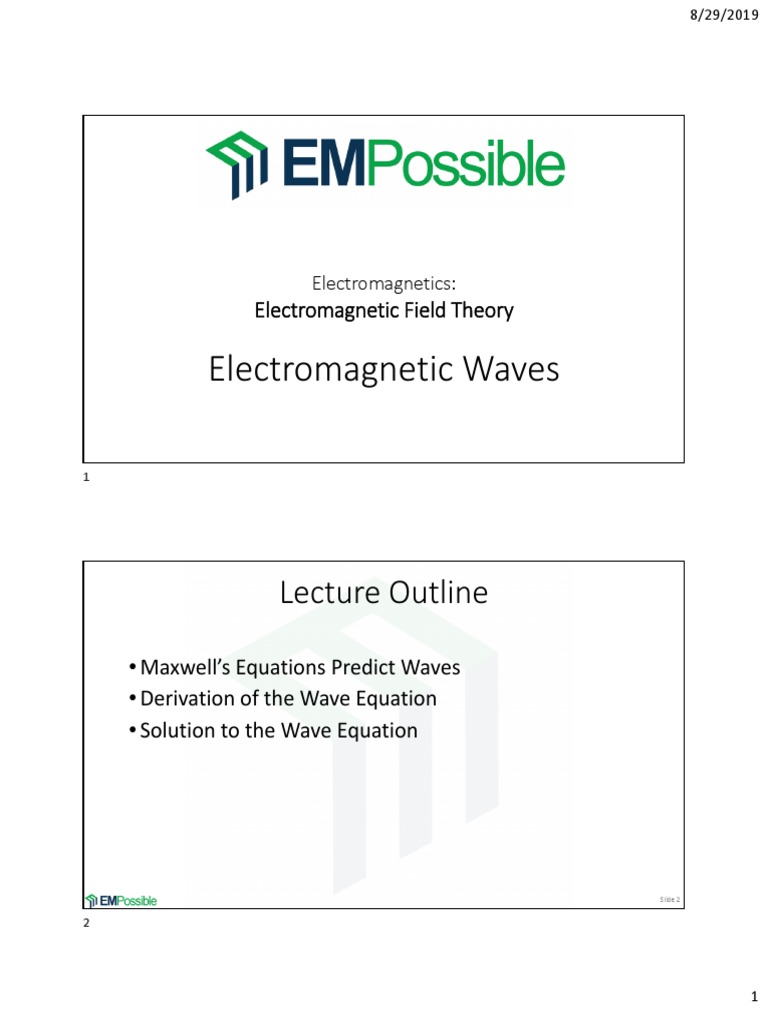 Lecture Electromagnetic Waves | PDF | Waves | Magnetic Field
