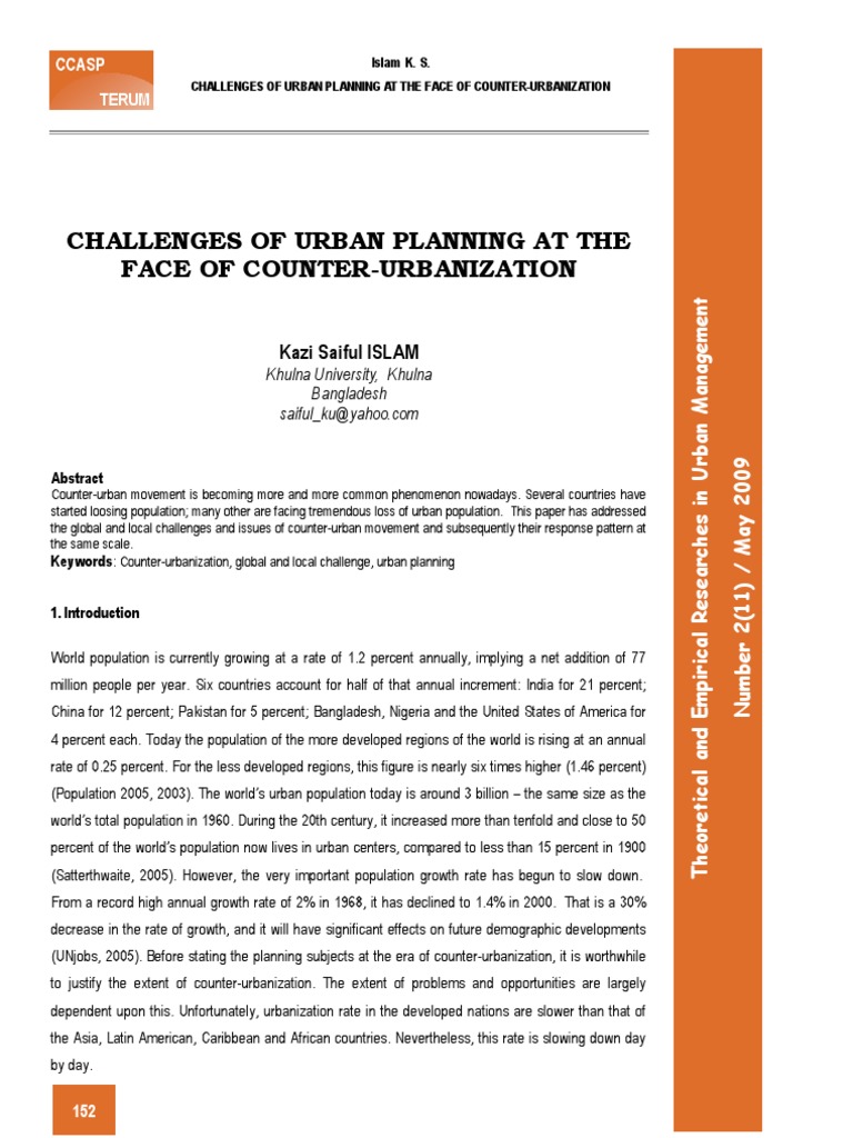 Urban Planning Challenges in Counter-Urbanization | PDF | Urbanization ...