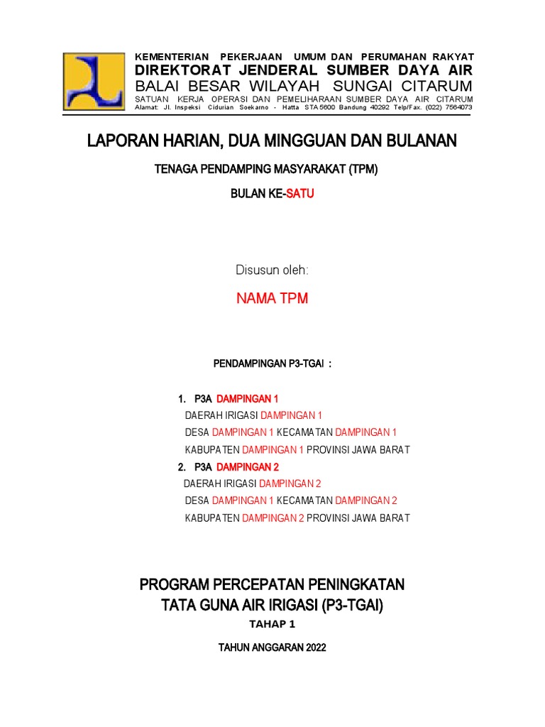 Format Laporan TPM Bulan Satu | PDF | Sains & Matematika