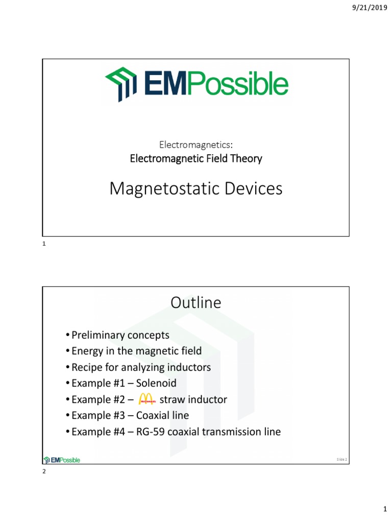 Lecture Magnetostatic Devices | PDF | Inductance | Inductor