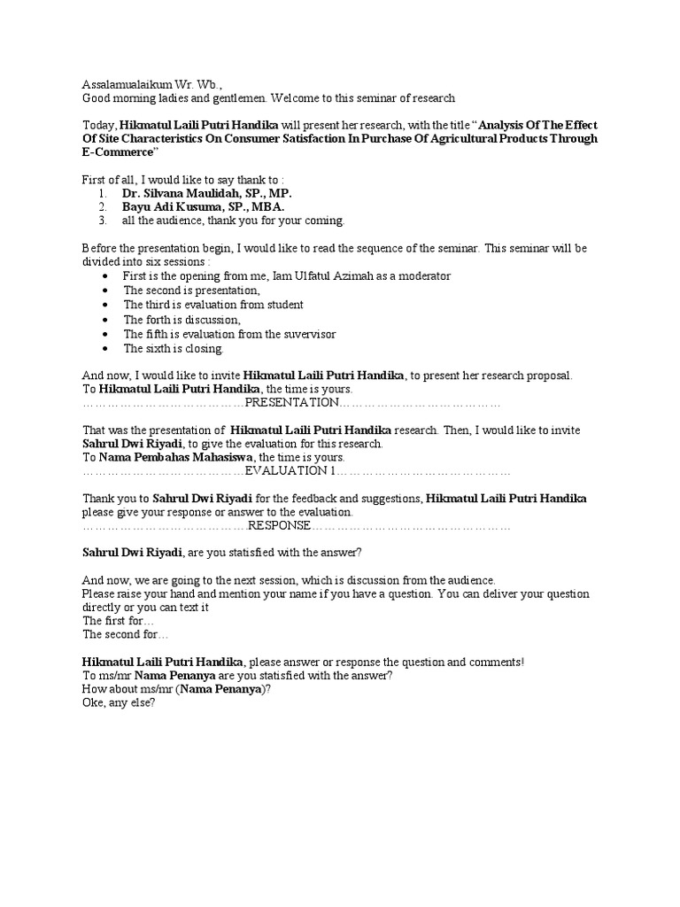 Teks Moderator Sempro Semhas | PDF