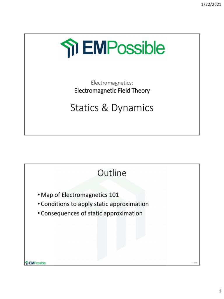 Lecture Statics and Dynamics | PDF | Electrostatics | Electromagnetism