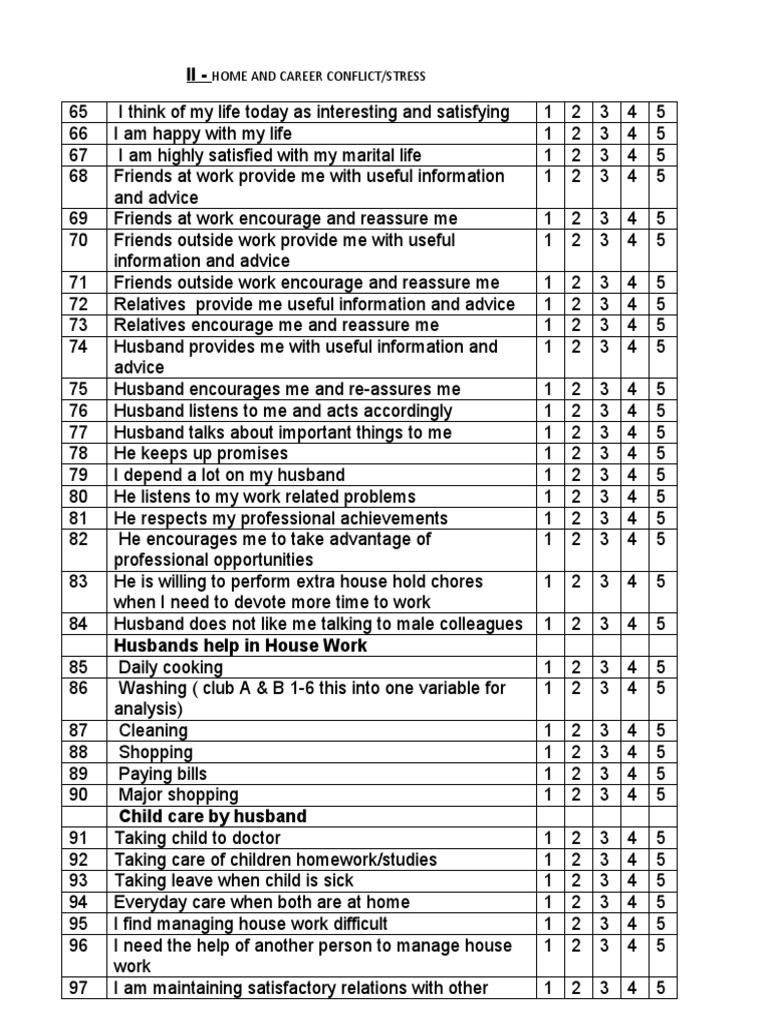 Questionnaire (Example) | PDF | Psychological Concepts | Psychology