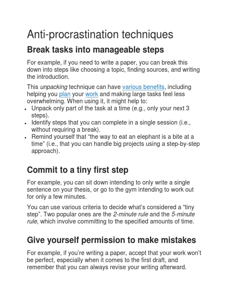 Anti-Procrastination Techniques | PDF | Procrastination | Professional ...