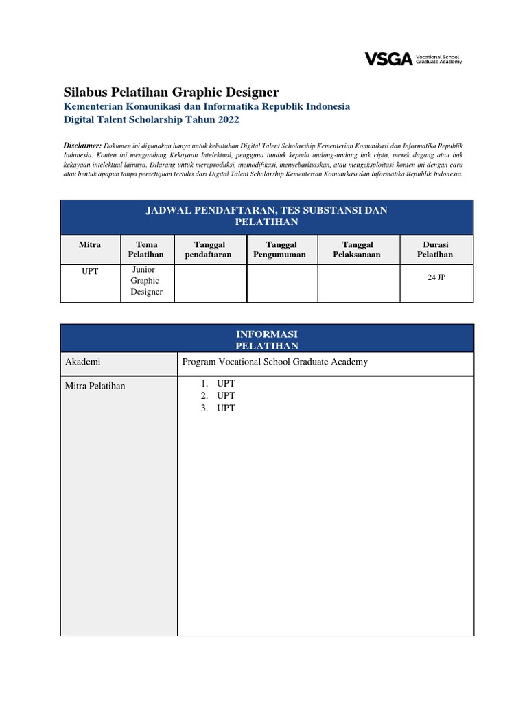 Silabus - Junior Graphic Designer | PDF