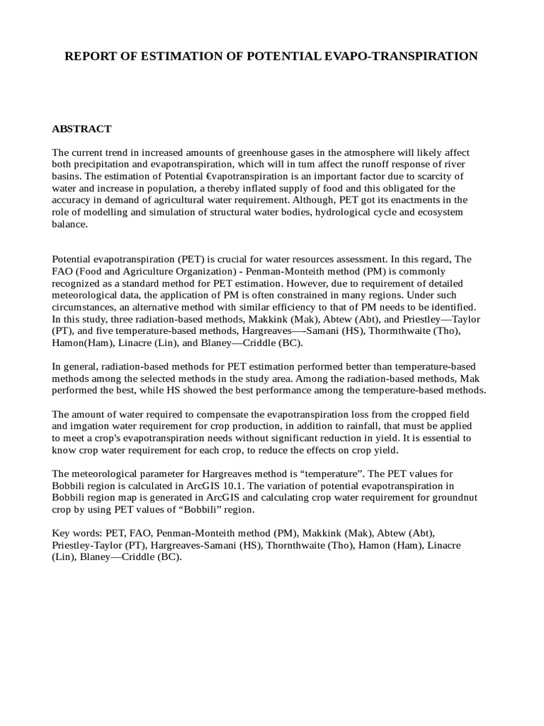 Main Project Report by Karthik Reddy5 | PDF | Evapotranspiration | Arc Gis