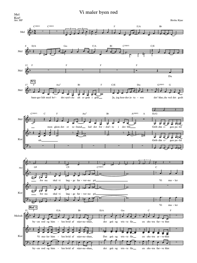 Vi Maler Byen Rød, Mel Og Kor | PDF