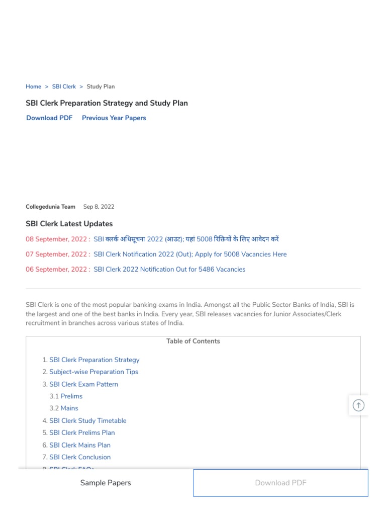 SBI Clerk Preparation Strategy and Study Plan | PDF | Databases ...