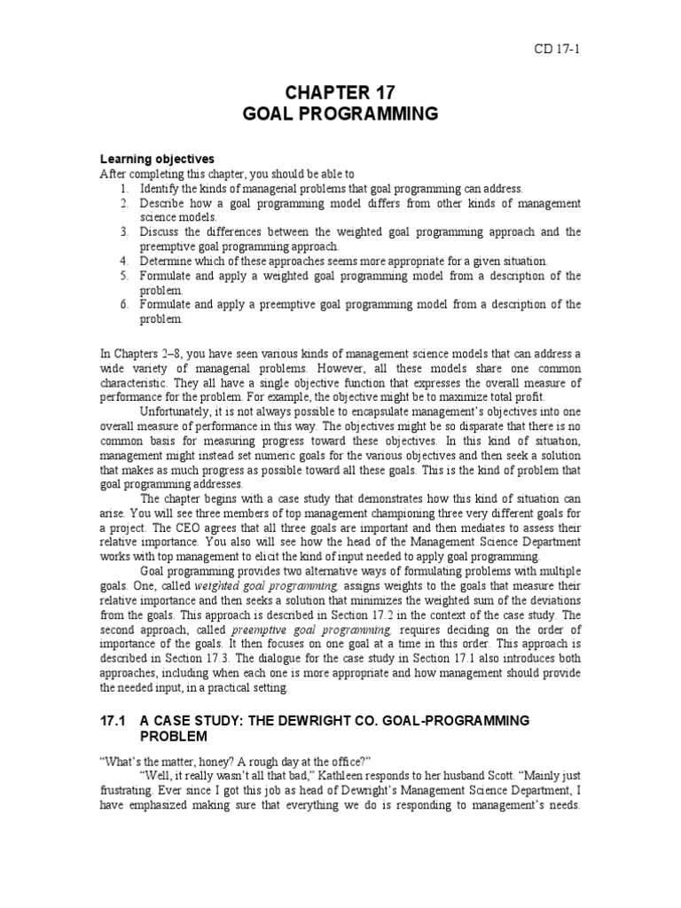 Chapter 17 | PDF | Employment | Goal
