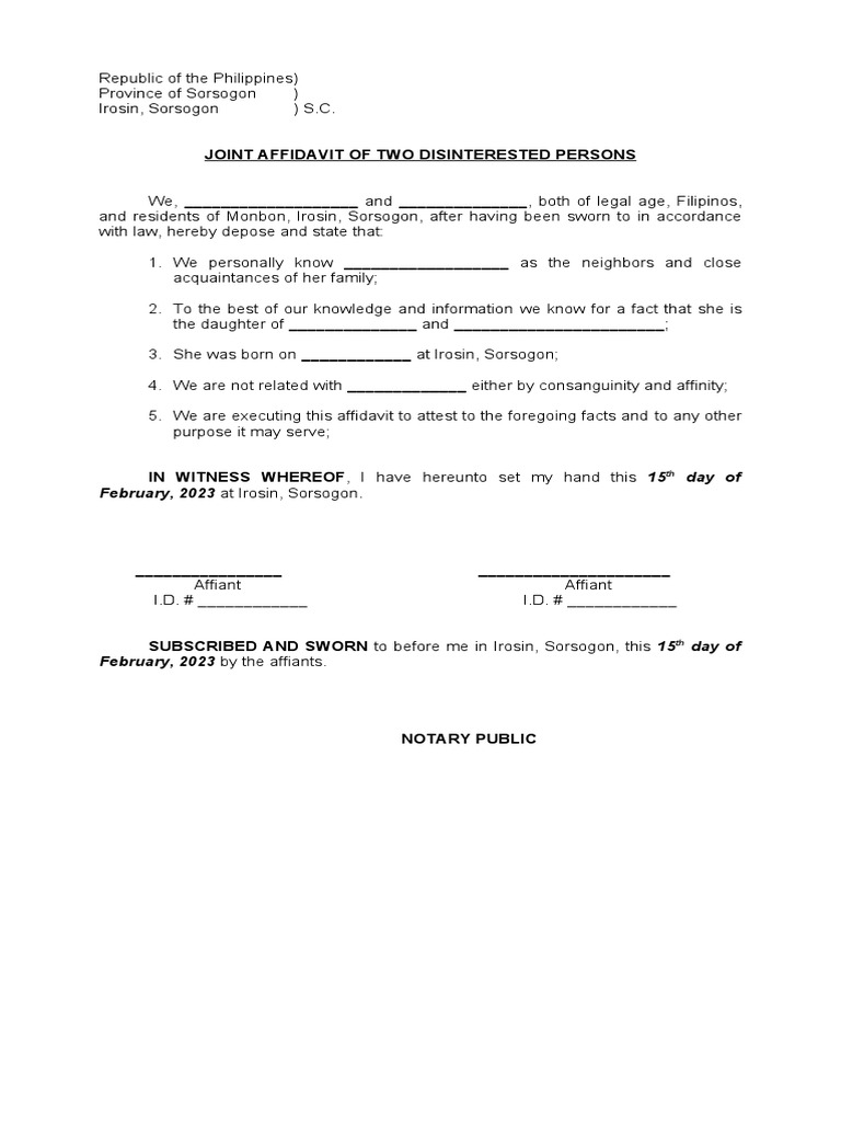 Affidavit of Two (Fact of Birth) | PDF | Social Science