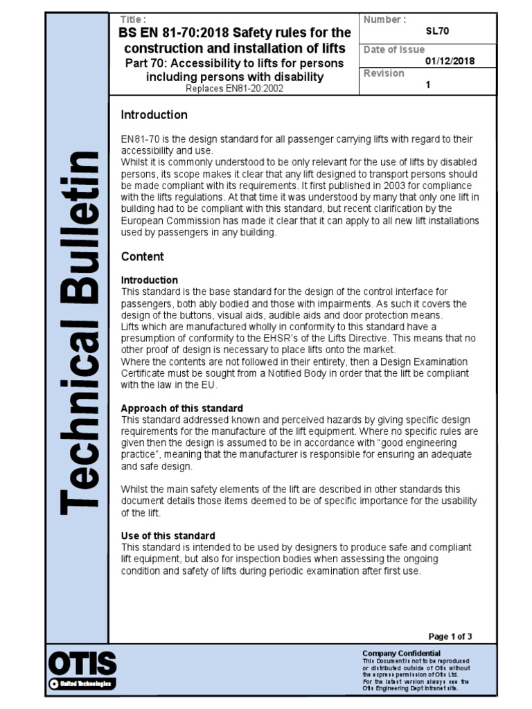 OTB - SL70 - EN81-70 Rev 1 | Download Free PDF | Elevator | Accessibility