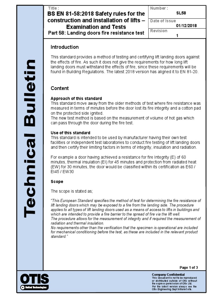 OTB - SL58 - EN81-58 Rev1 | PDF