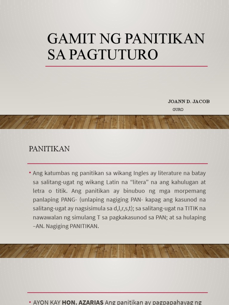 Gamit NG Panitikan Sa Pagtuturo | PDF