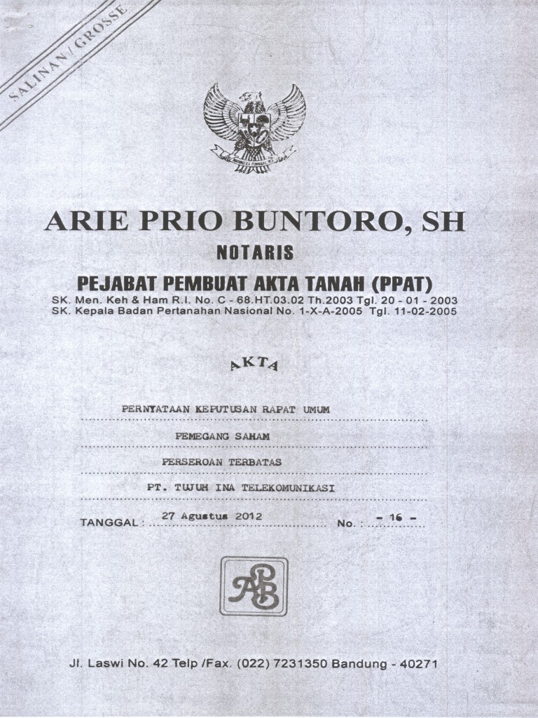 Akta Notaris Ari Prio Buntoro | PDF