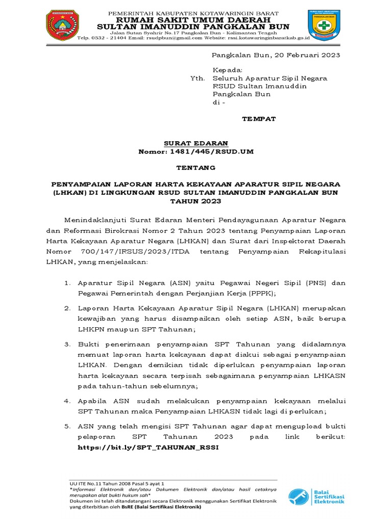 Laporan Harta ASN RSUD 2023 | PDF