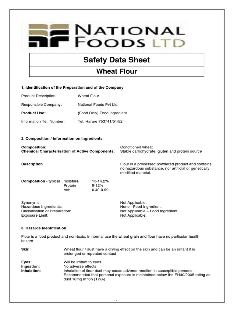 MSDS - Flour | Download Free PDF | Flour | Personal Protective Equipment
