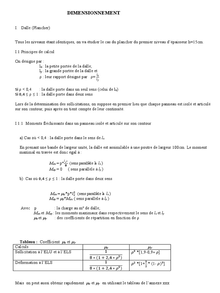 DIMENSIONNEMENT Dalles Poutres Poteaux Escalier Longrine | PDF | Béton armé | Matériaux de ...