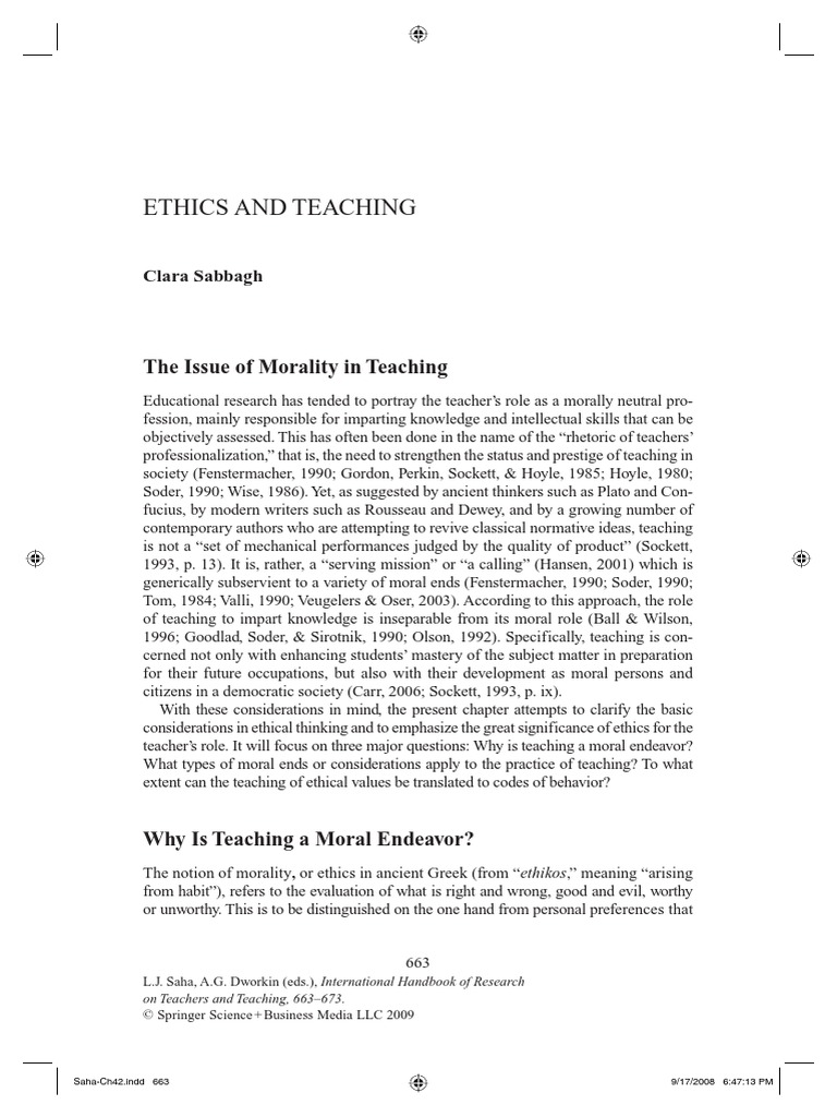 Ethics and Teaching | PDF | Virtue Ethics | Social Institutions