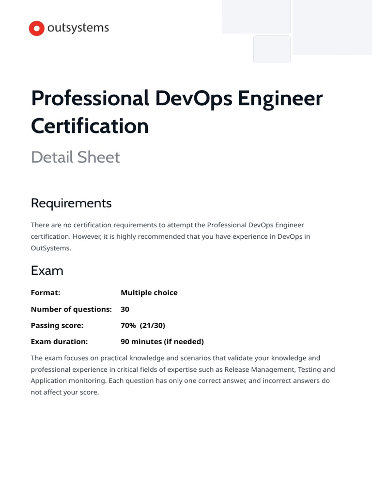 Professional DevOps Engineer Certification Detail Sheet - EN | PDF | Fee | Computing