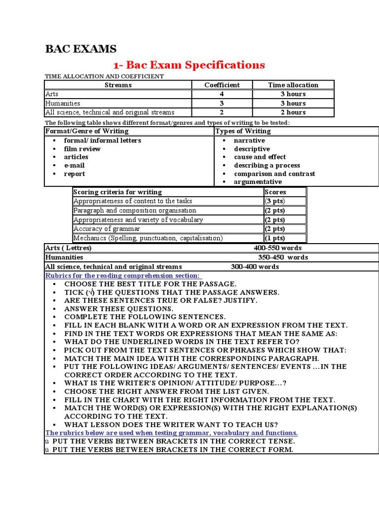 BAC Exams | PDF | Ellipsis | Word
