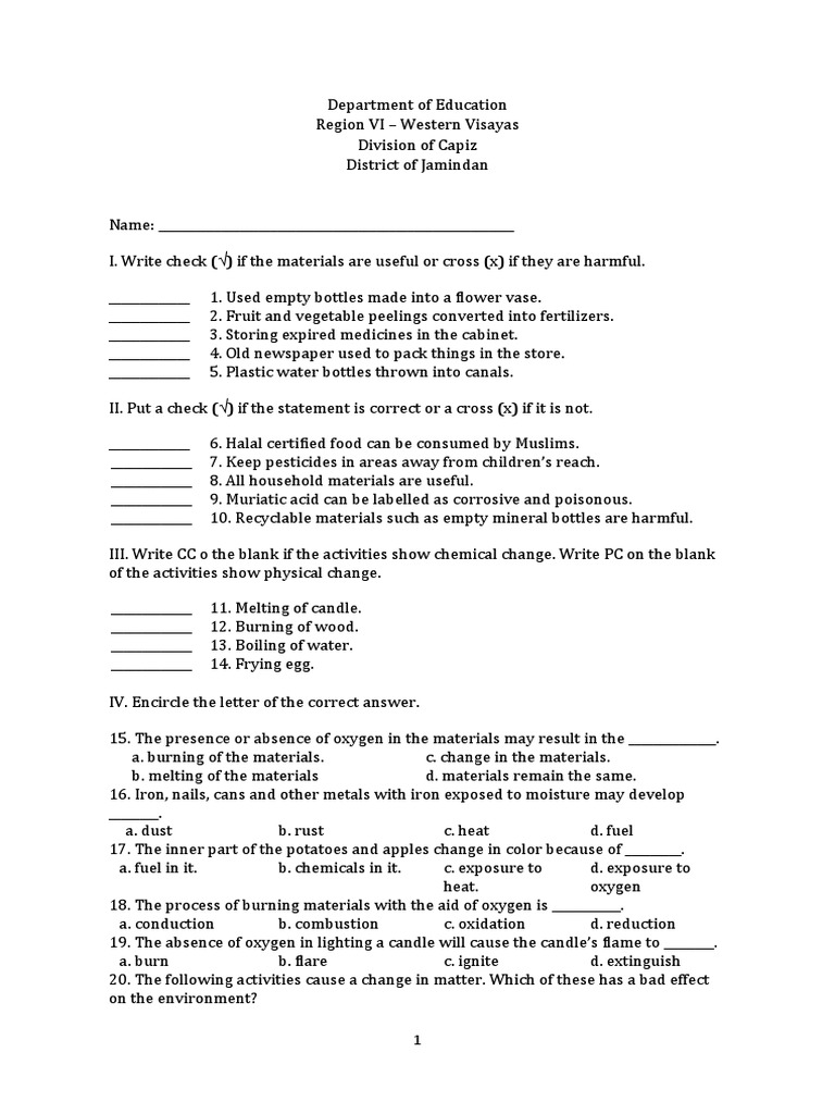 Science Questionnaire 3 | PDF | Waste | Waste Management