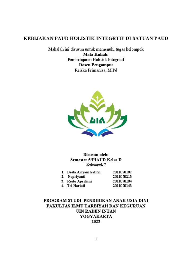 Makalah Paud Hi - Kel.7 | PDF | Karier & Perkembangan