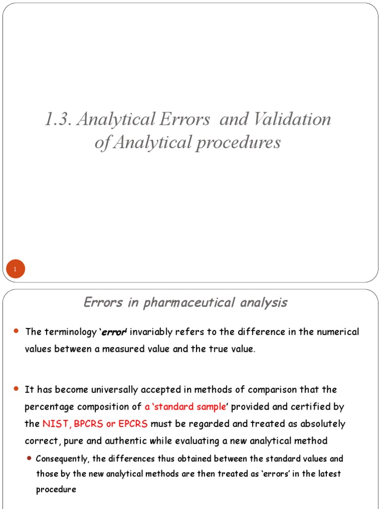 Analytical Errors & Validation of Analytical Procedures | PDF | Acid | Buffer Solution