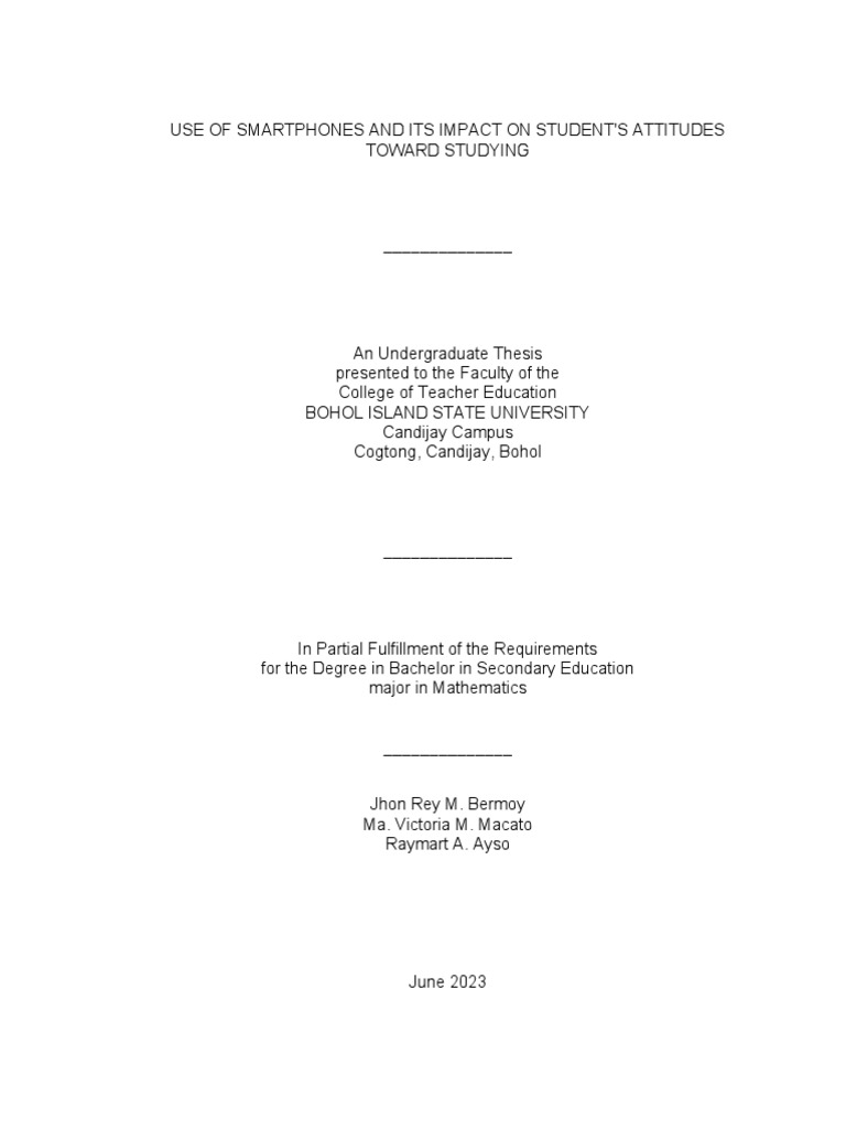 BISU Preliminary Pages Thesis Format | PDF | Thesis | Doctor Of Philosophy