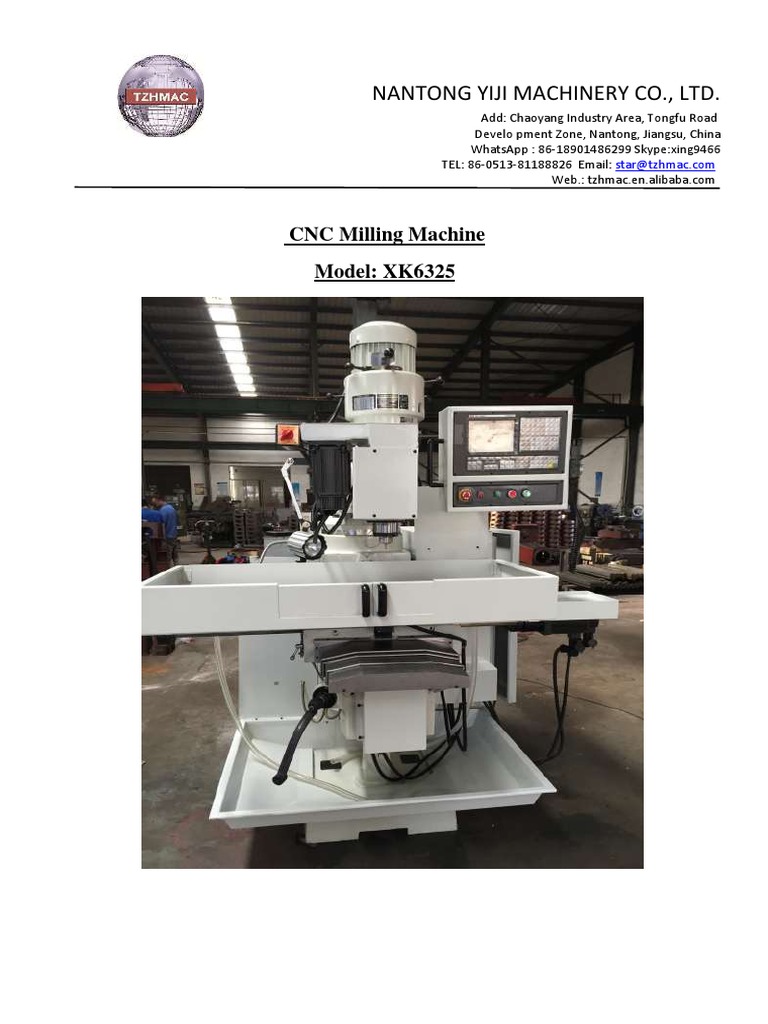 CNC Milling Machine XK6325 Specifications | PDF | Numerical Control ...