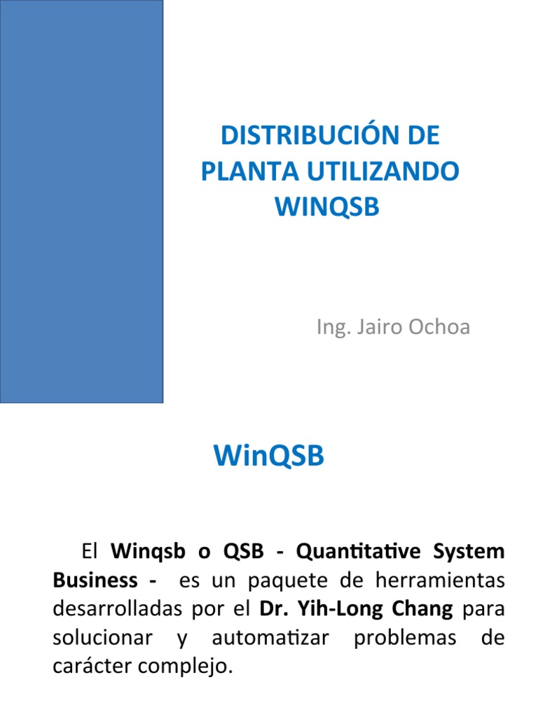 clase 13. Distribución de planta utilizando Winqsb | PDF | Programación ...