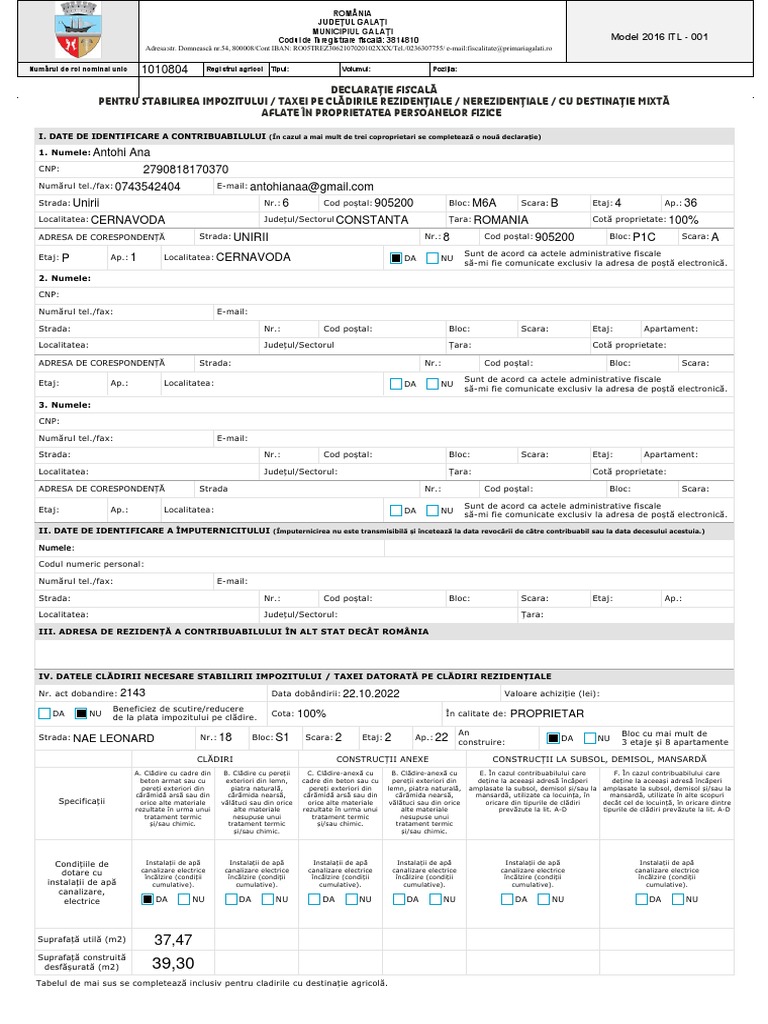 Declaratie Fiscala | PDF