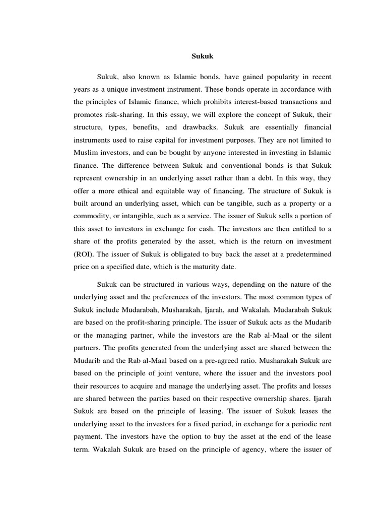 Essay Week 5 On Sukuk | PDF | Investing | Islamic Banking And Finance