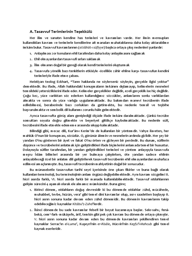Tasavvuf Ve Kavramlari | PDF